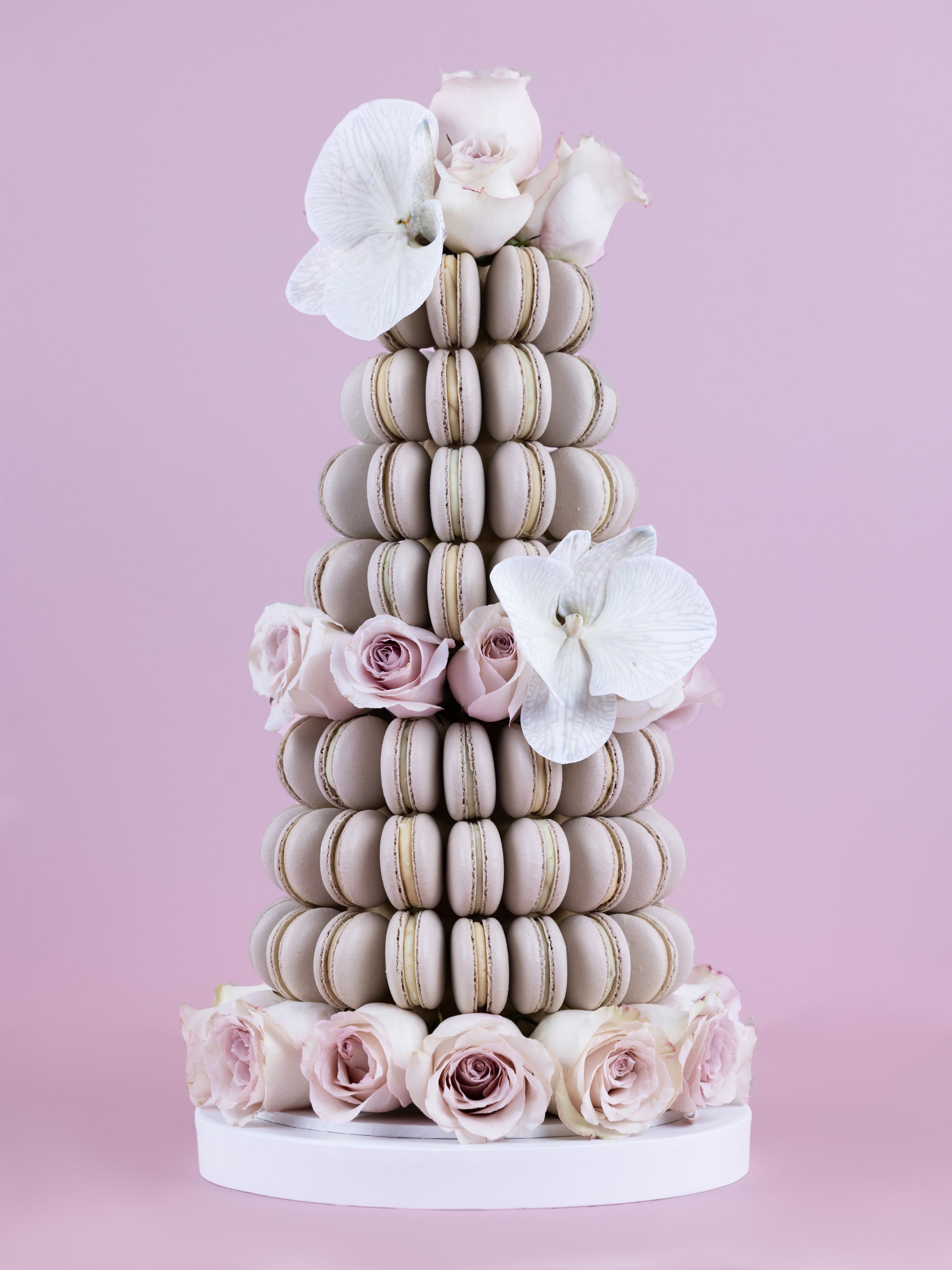 Strawberries and Co. - Vintage Orchid & Macaron Tower | Edible Art
